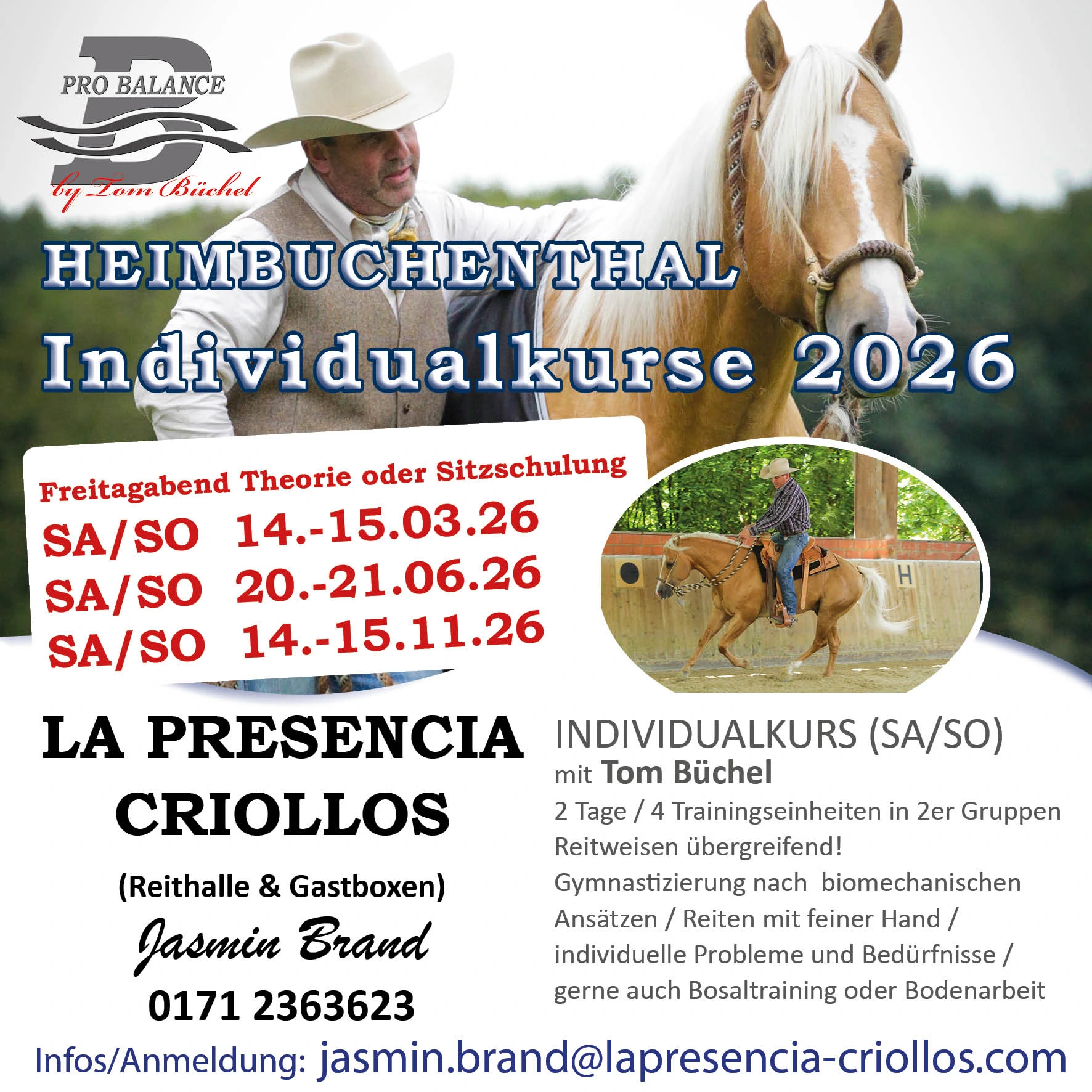 Individualkurse mit Tom Büchel 2026 | La Presencia Criollos